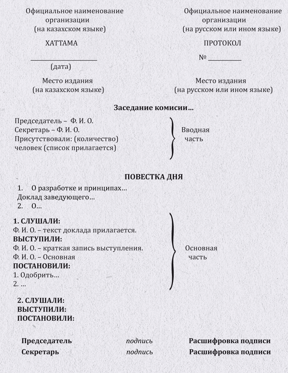 Протокол совещания: оформляем правильно – Делопроизводство в Казахстане ...
